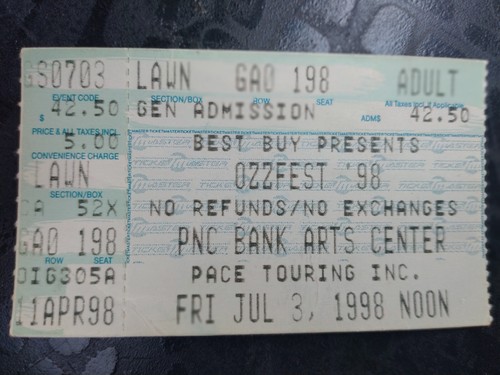 OZZFEST 98 CONCERT TICKET STUB | eBay