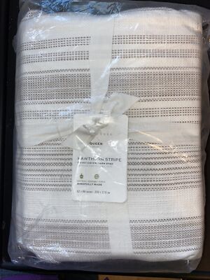 Pottery Barn Hawthorn Stripe Duvet Cover Taupe Beige Queen NWT | eBay