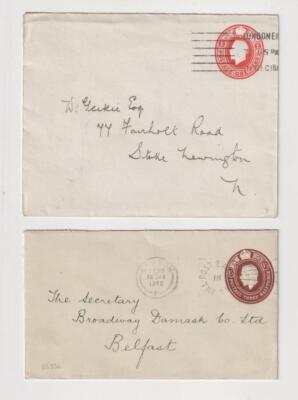 GB GV x 2 Attractive Embossed Rear Flaps on Used Stationery Envelopes ...