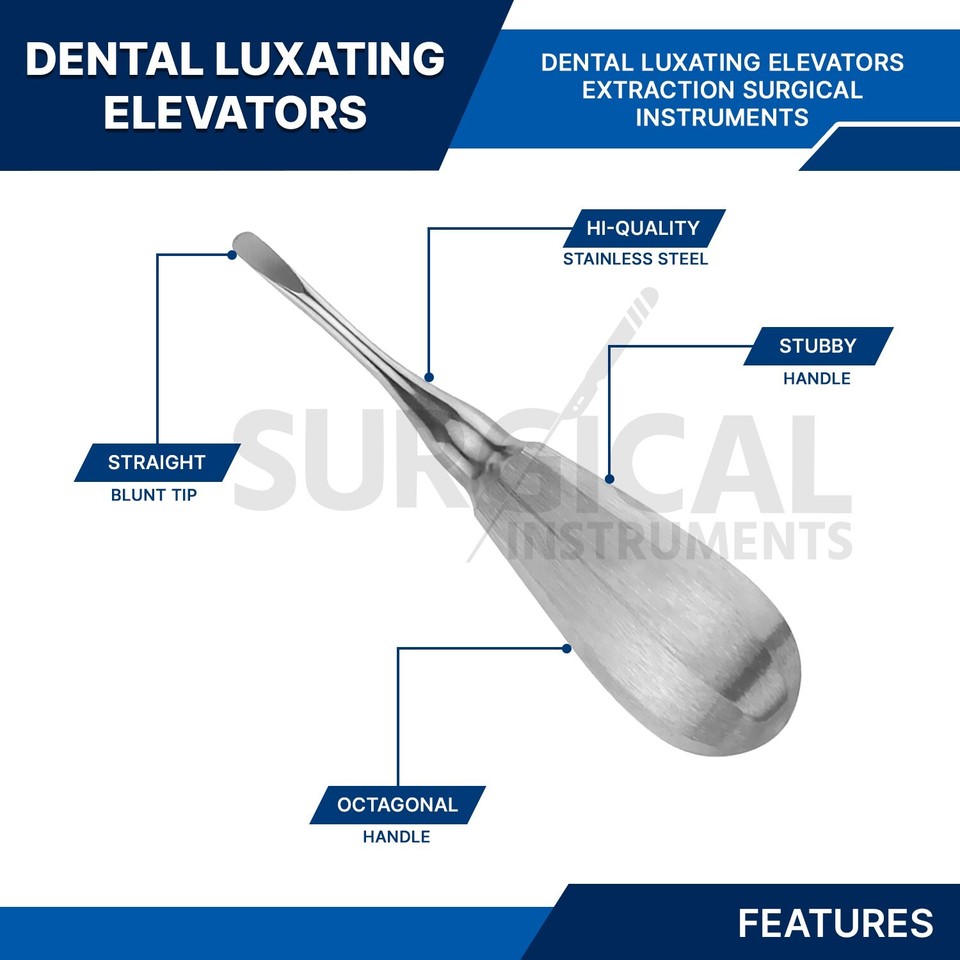 4 Pcs Luxating Straight Elevators Set Dental Instruments Stainless ...