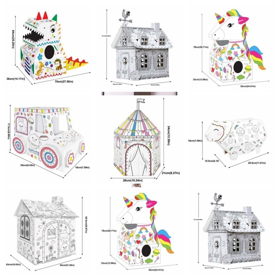 Car Modele DIY Large Cardboard Coloring Crafts Play House Project Kids ...
