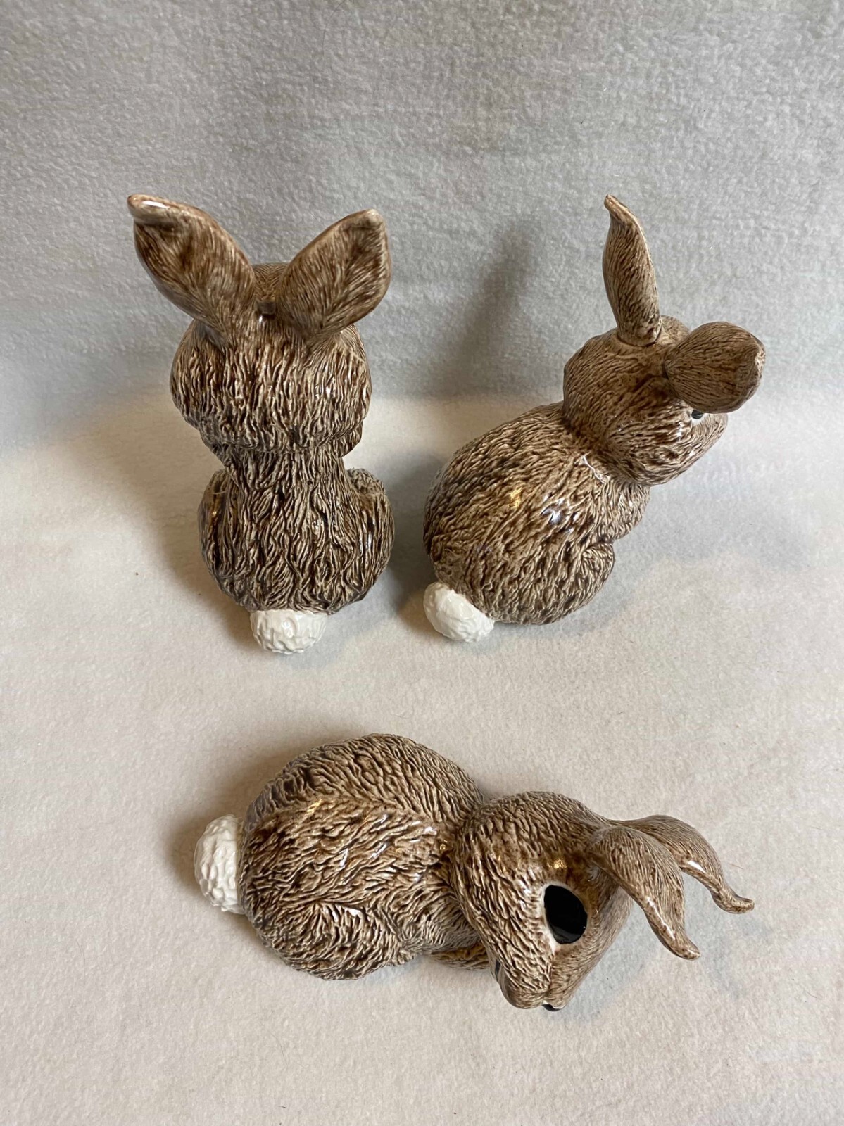 Cute Hand-painted Ceramic Brown Bunnies - Set of 3 | eBay