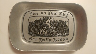 Vintage Give Us This Day Our Daily Bread Plate Wilton RWP Silver Pewter ...