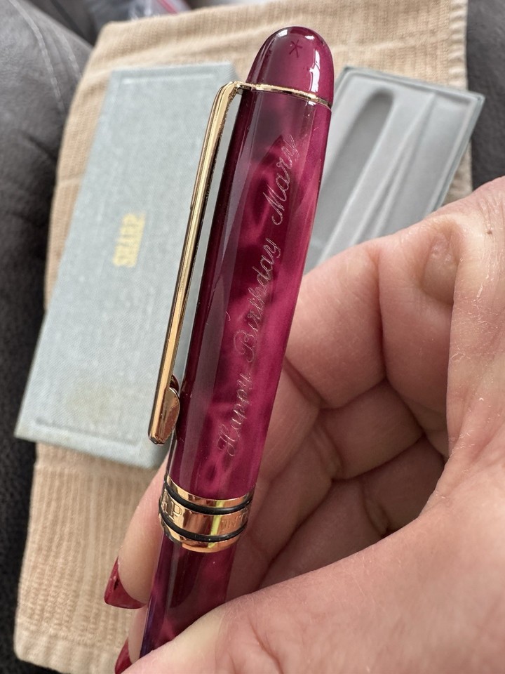 Sharp International Red Marble Ball Point Pen W/Box Some Flaws See ...