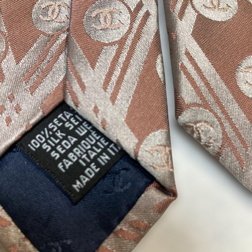 CHANEL Logo Silk COCO Tie Men Pink Navy Genuine | eBay UK