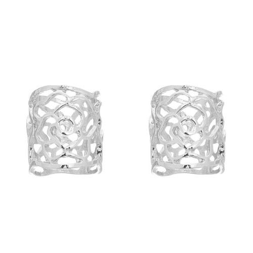 2 PCS Gold Plated Hollow Out Silk Scarves Rose Scarf Ring Buckle Slide ...