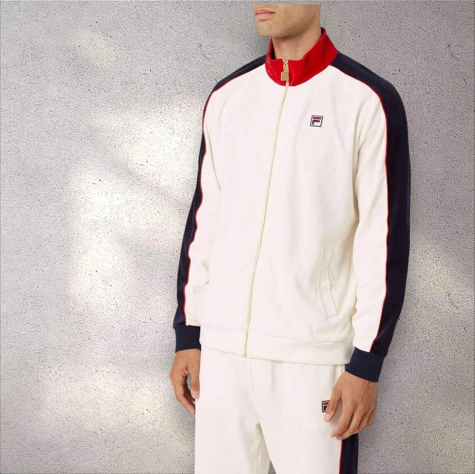 Men’s Fila Gardenia | Navy | Red Pipping Velour Casual Tracksuits NWT ...
