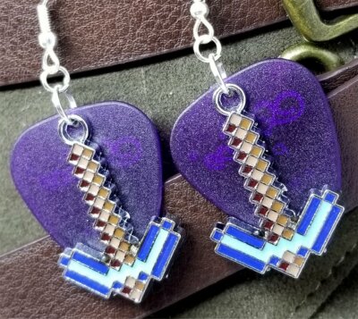 Minecraft Pickaxe Charm Guitar Pick Earrings - Pick Your Color | eBay