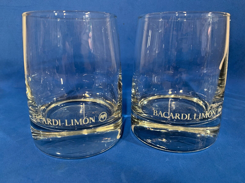 Bacardi Limon "On The Rocks" Liquor Heavy Bar Glasses Lot of 2 | eBay