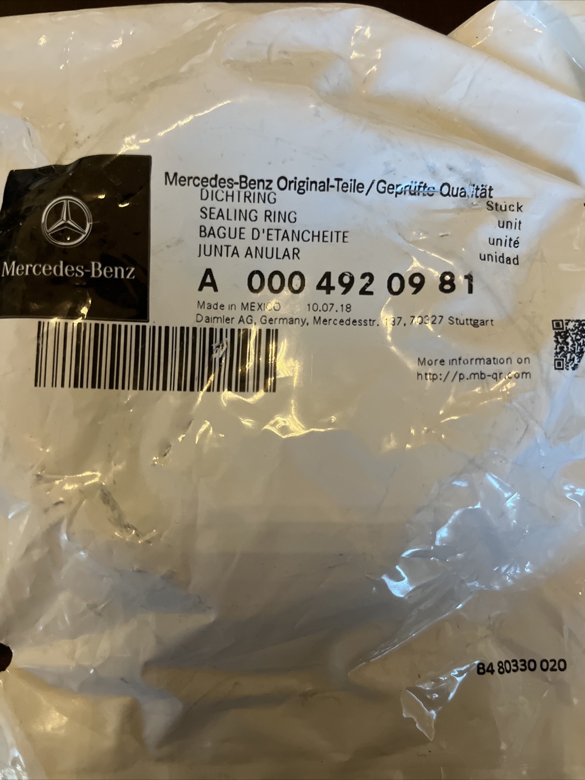 Mercedes-Benz 0004920981 Genuine OEM Converter & Pipe Gasket for sale ...