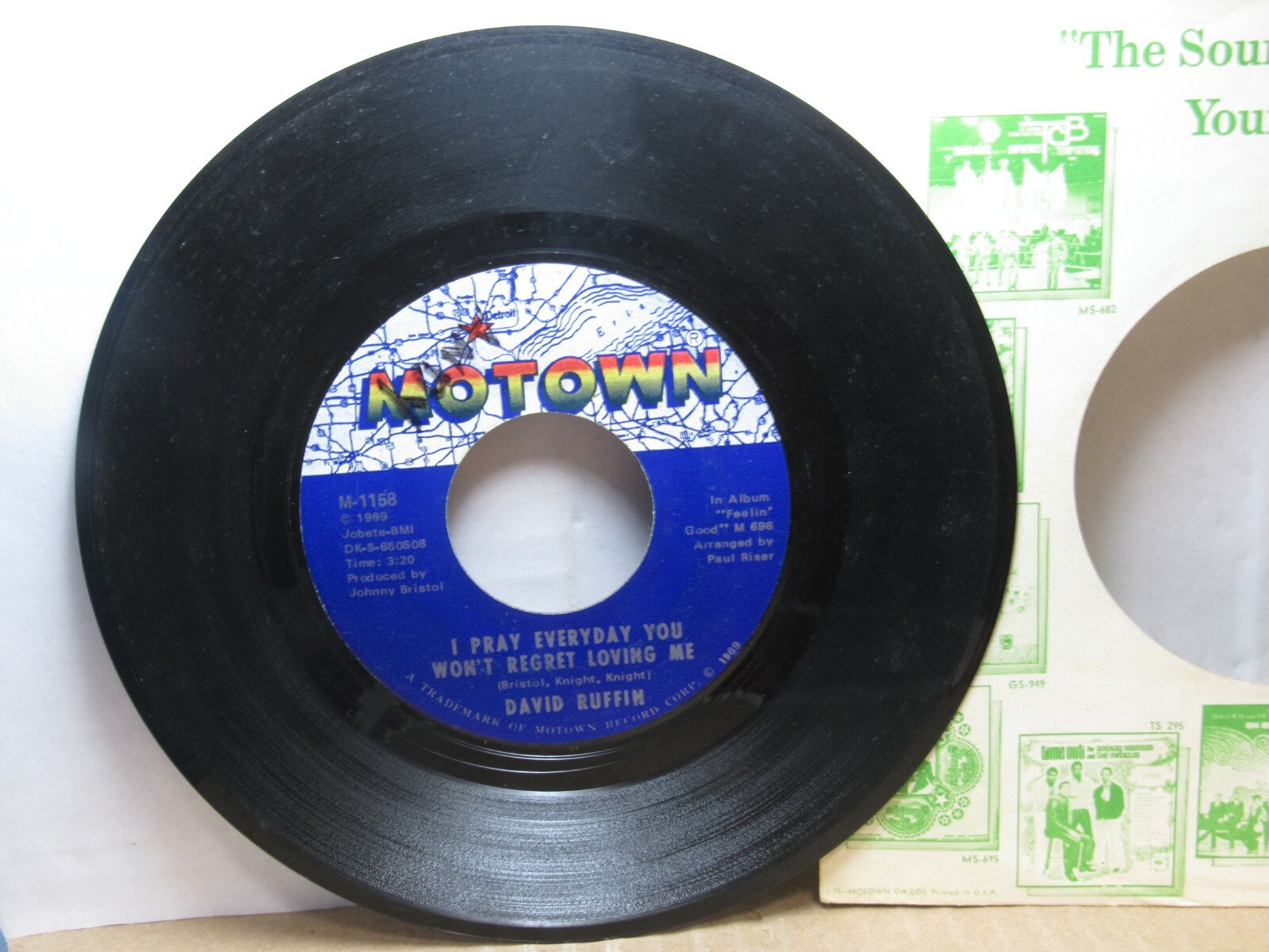 Old 45 RPM Record - Motown M-1158 - David Ruffin - I'm So Glad I Fell ...