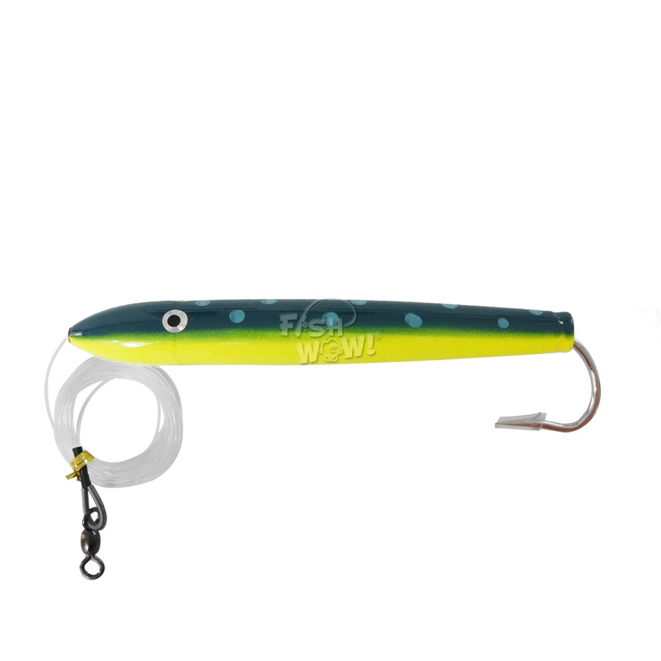 20pcs 6" Fishing Cedar Plugs Rig Tuna Mahi Trolling Wood Lure 10/0 Hook ...