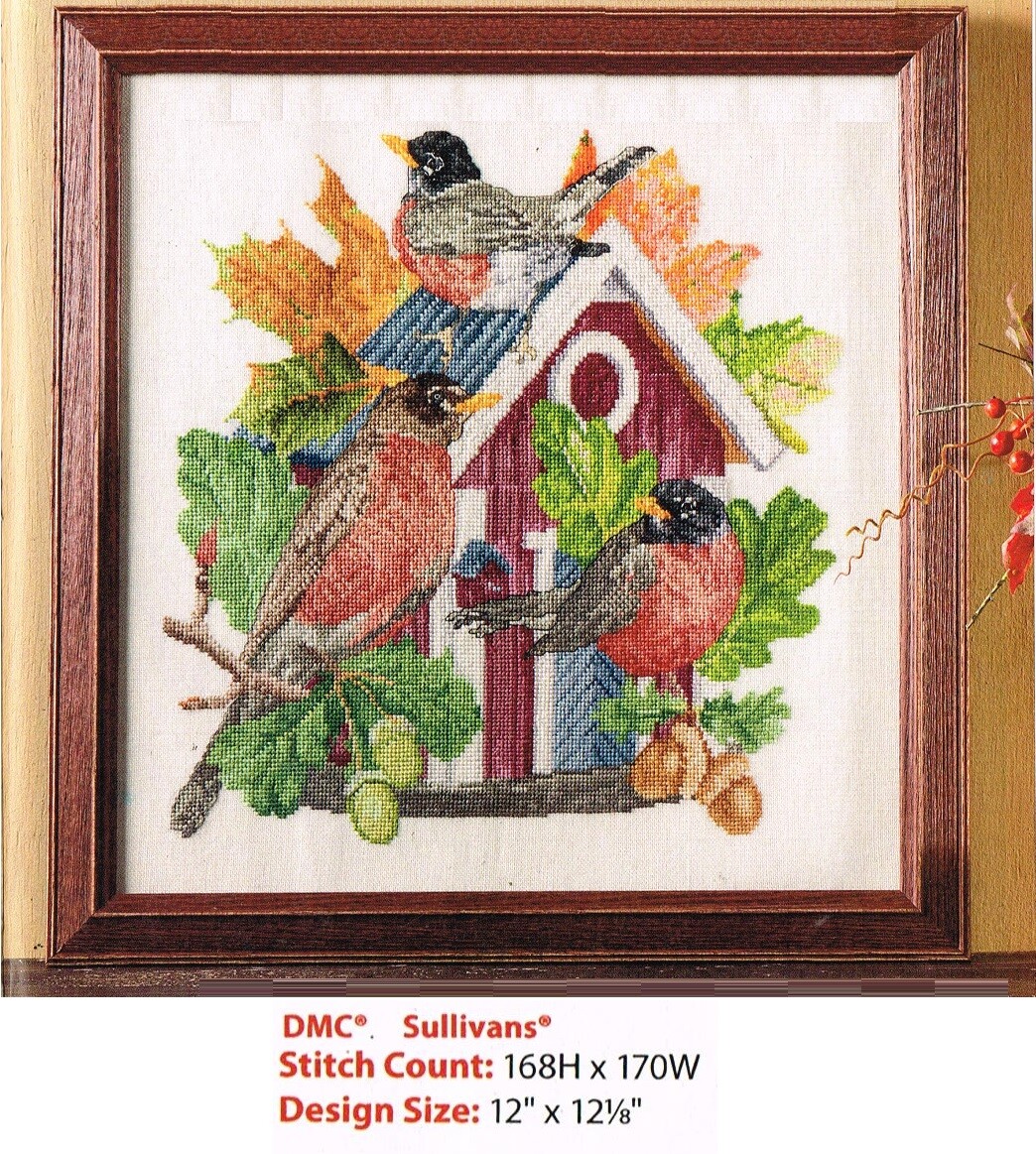 RED ROBINS BIRDHOUSE CROSS STITCH PATTERN ONLY YD EYEA | eBay