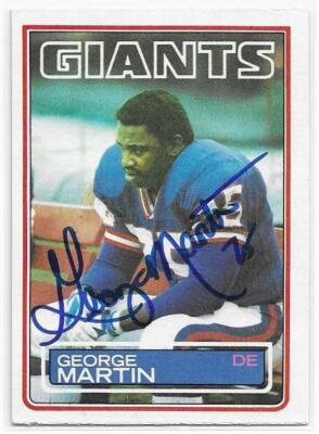 GEORGE MARTIN Autographed Signed 1983 Topps Football card #130 New York ...