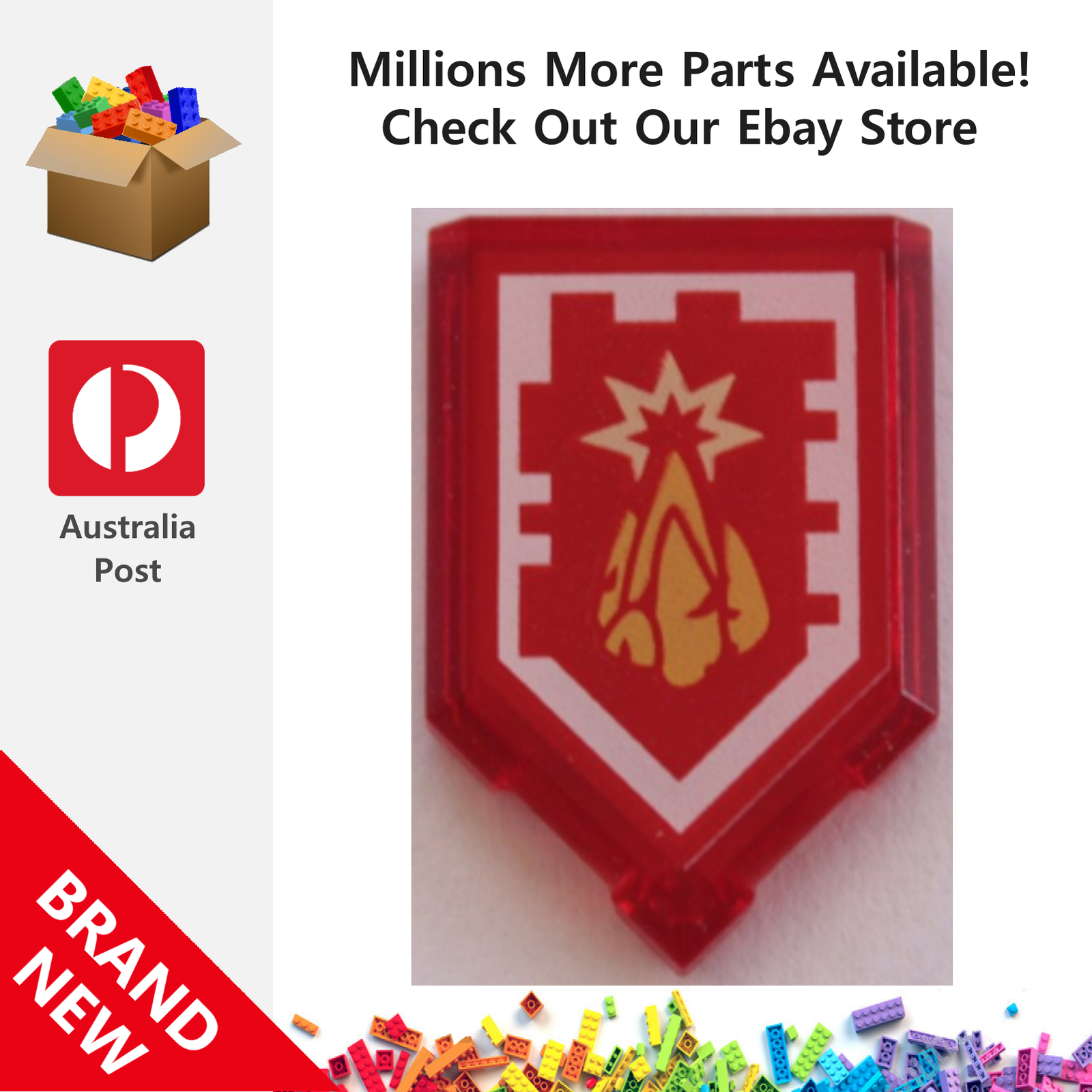 Genuine LEGO™ Transparent Red Modified 2 x 3 Pentagonal with Nexo Tiles ...