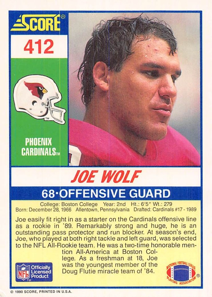 Joe Wolf 1990 Score 412 Phoenix Cardinals Football Card | eBay