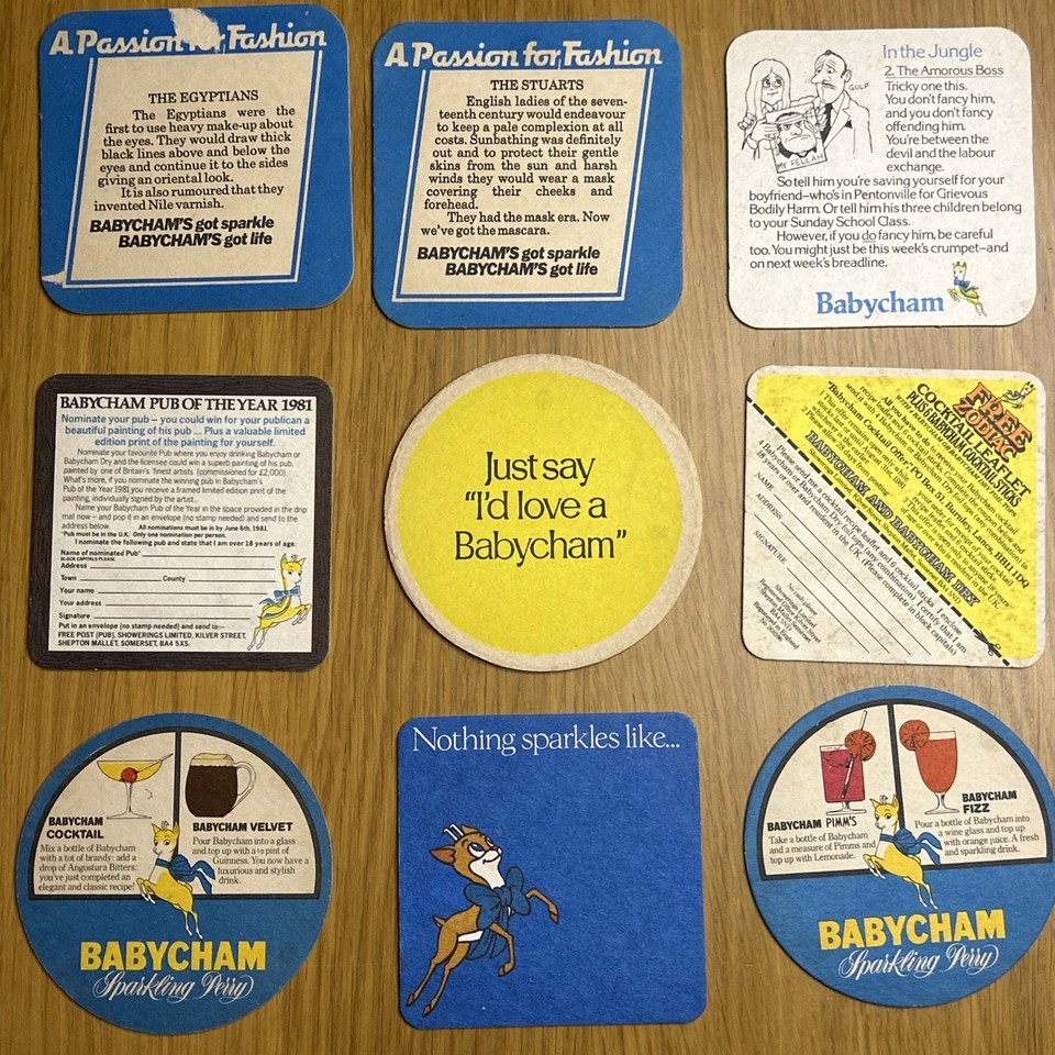 Vintage Babycham Sparkling Perry Beer Mat Home Bar Rare Collectable Man ...