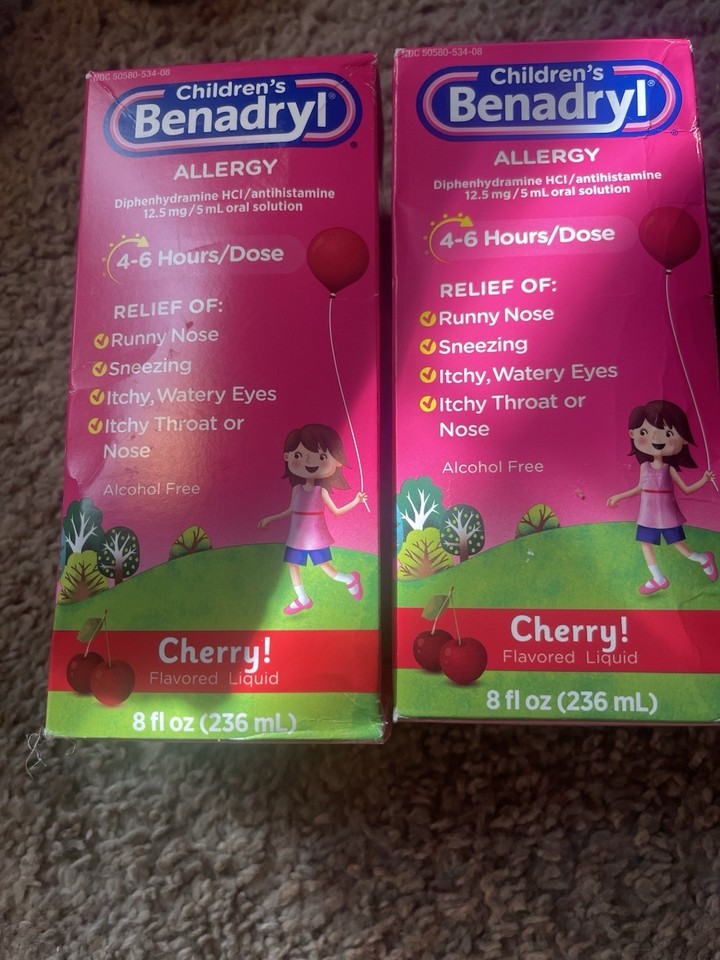Children's Benadryl - Allergy - Cherry! Flavored Liquid, 8 fl oz - EXP ...