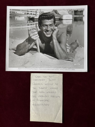 1955 George Nader Beach Photo Handwritten Note LGBTQ Sand Play ...