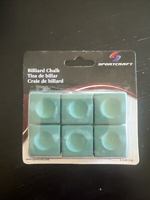 SPORTCRAFT CHALK 6 CUBES OF BILLIARD CHALK GREEN POOL CHALK NEW IN BOX ...