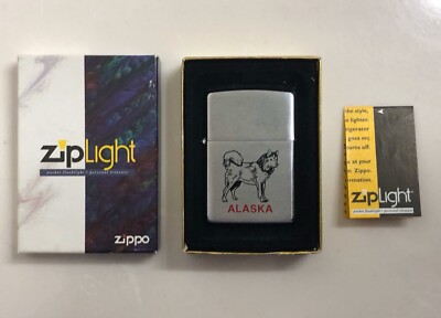 Vintage 1997 Zippo Ziplight Alaska Malamute Husky Sled Dog With The Box ...