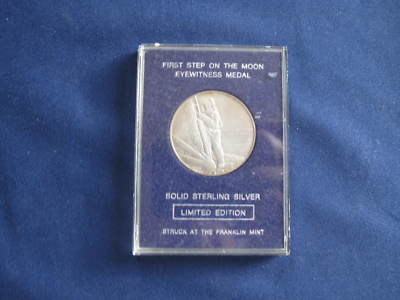 1969 Franklin Mint First Step on the Moon Eyewitness Silver Art Medal ...