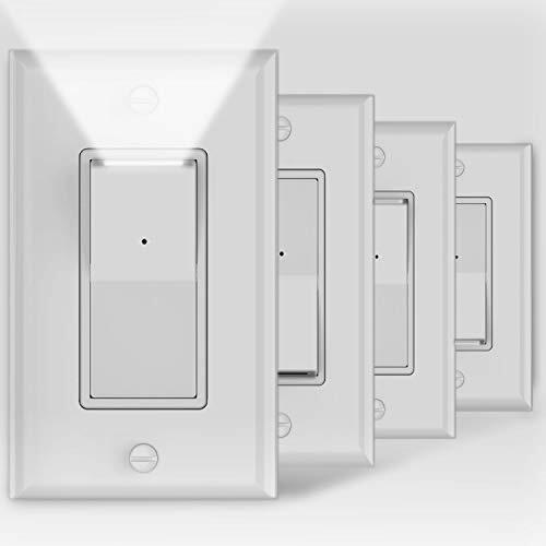 4 Pack Illuminated Light Switch, Decora Paddle Rocker Light Assorted ...