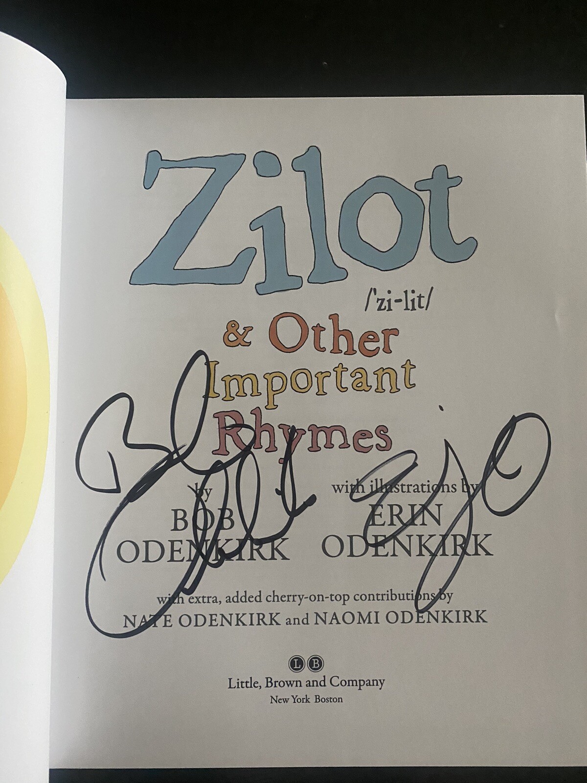 Bob Odenkirk & Erin SIGNED “Zilot & Other Important Rhymes ” Hardcover ...