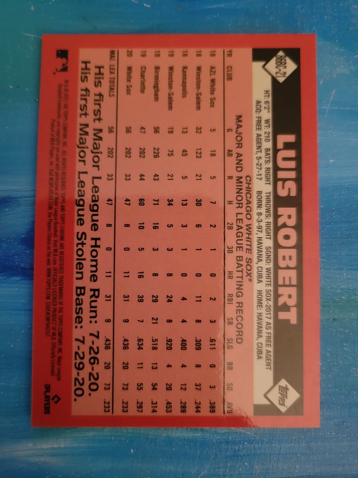 2021 Topps Chrome 86 Topps Silver Pack #86BC-21 Luis Robert Chicago ...