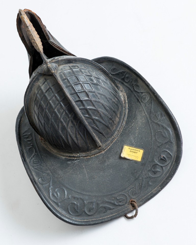 Historic Alton, Illinois Leather Billed Firemen's Helmet from the 1860 ...