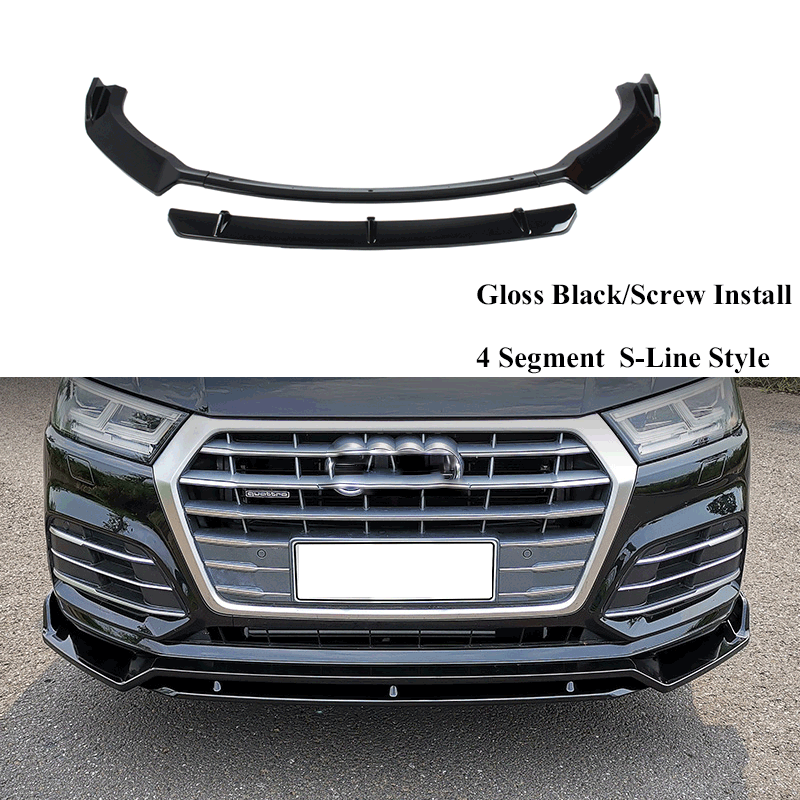 Painted Black Front Bumper Lip Spoiler Splitter For AUDI Q5-Sline 2018 ...