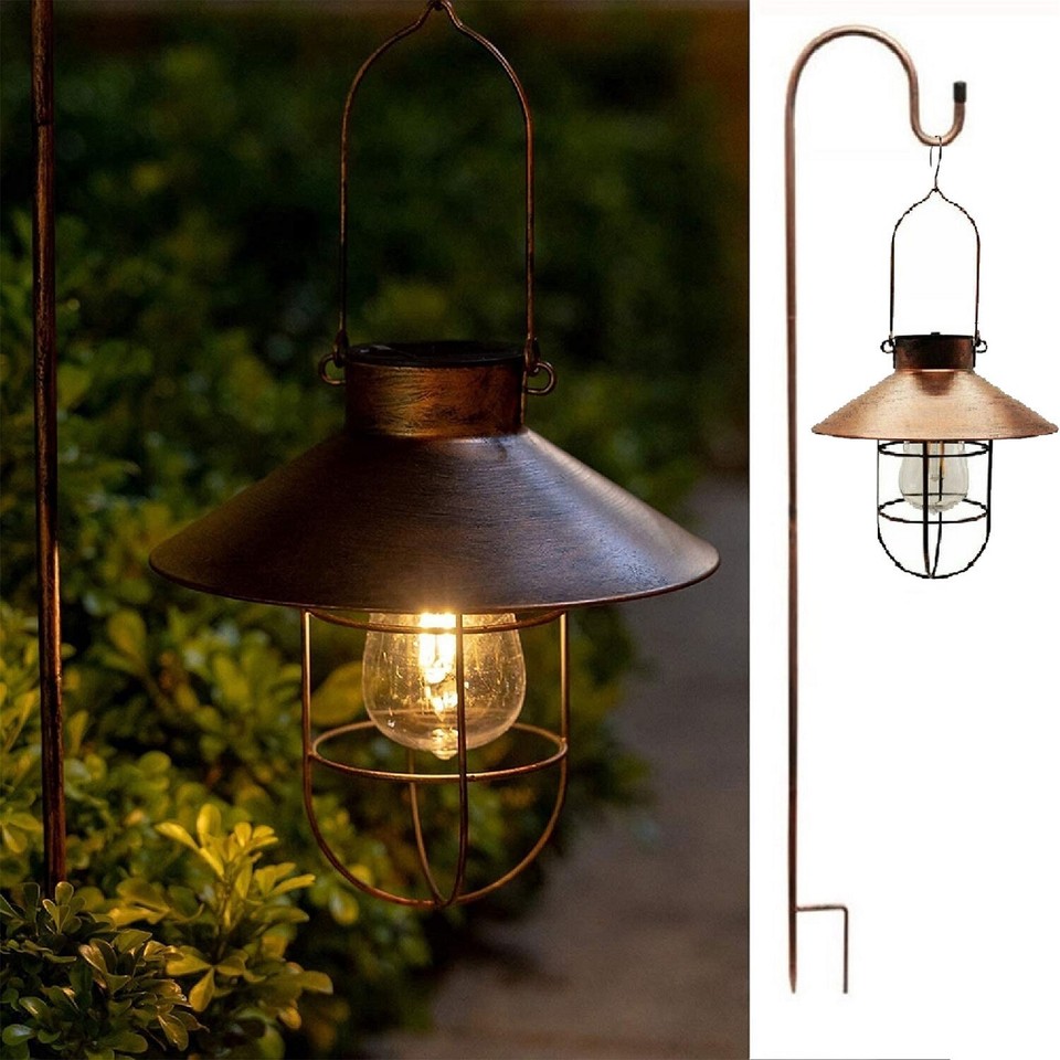 Solar Powered Lantern Classic Vintage Hanging Lantern Light Garden ...