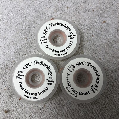 Lot of 3 SPC Technology Desoldering Braid 1606 .025 inch Wide (4392) | eBay