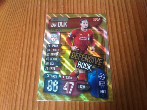 MATCH ATTAX EXTRA 19/20 DEFENSIVE ROCK CARD VIRGIL VAN DIJK GOLD FOIL ...