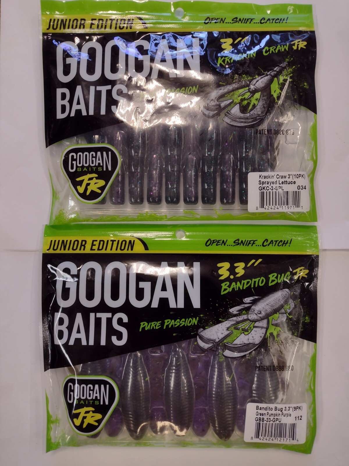 Googan Baits Krackin' Craw Jr.Sprayed Lettuce&Bandito Bug, Green ...