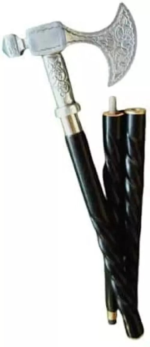 Vintage Axe Handle Spiral Wooden Walking Cane 36" Lon… - Gem