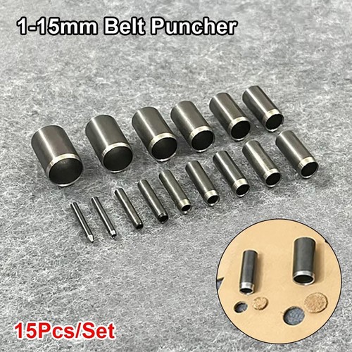 15Pcs/Set Round Chisel Belt Puncher 1-15mm Leather Craft Tool Punching ...