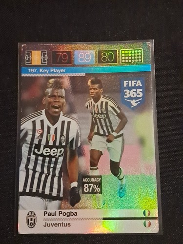 CARTE PANINI FIFA 365 2016 PAUL POGBA #197 KEY PLAYER FOIL JUVENTUS ...