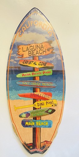 California Mini Surfboard Beach Signs Hand Made Wooden With Stand 20 ...