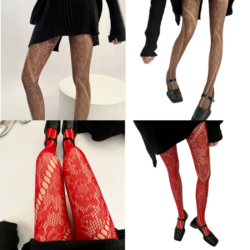 Florals Patterned Tights Fishnet Stockings Flower Sheer Pantyhose ...