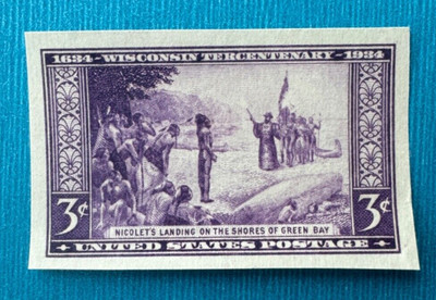 US Stamps Scott 755 3c 1935 Wisconsin Tercentenary imperf single M/NH ...