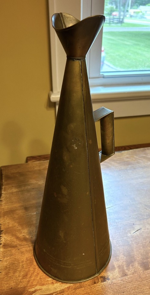 Vtg 17" Triple Rib Double Seam BRASS hand held MEGAPHONE Director ...