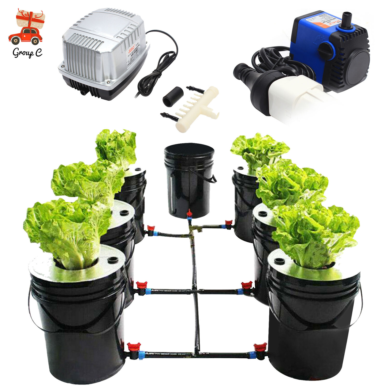 DWC 5 Gallons 6 Buckets Hydroponics Growing System Recirculating ...