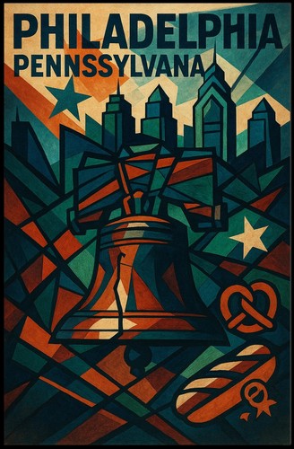 Philadelphia Liberty Bell Abstract Geometric Art Poster | eBay