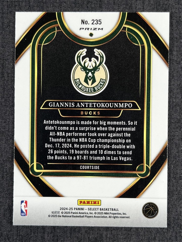 2024-25 Panini Select Giannis Antetokounmpo Glitter Gold Prizm Case Hit ...