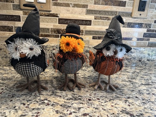 Lot of 3 Fabric Birds Like Target Featherly Friends RARE OWLS Halloween ...