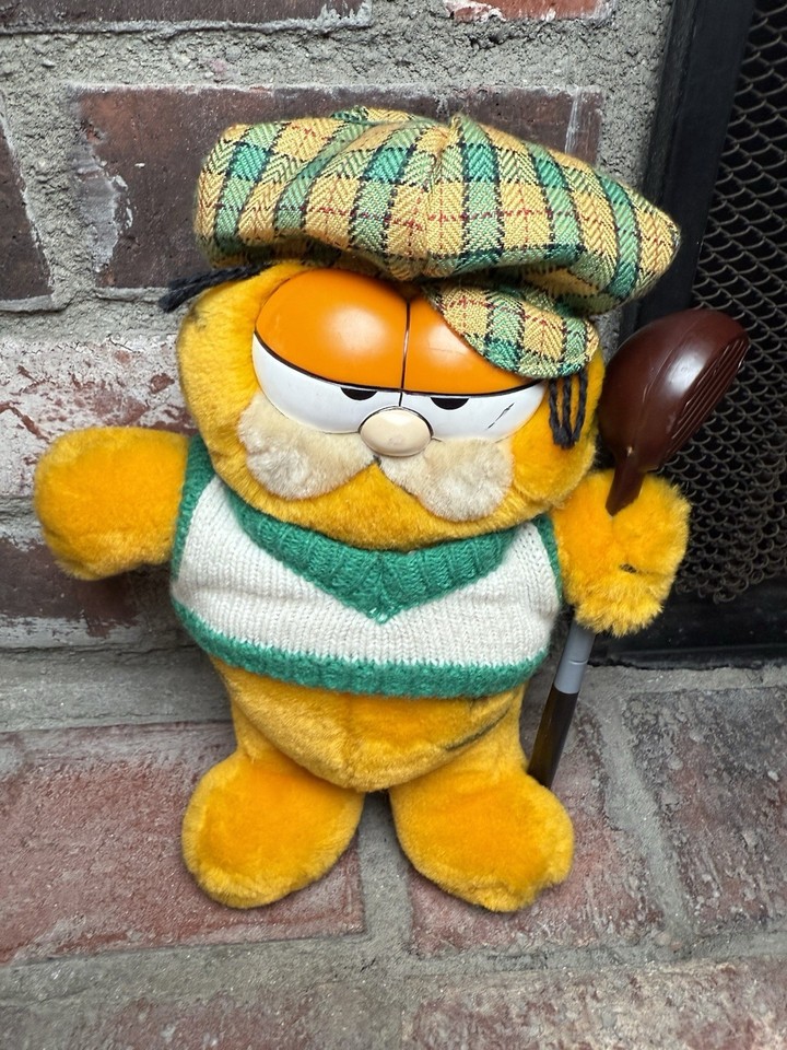 Vintage Garfield The Cat Golfer Plush Golf Club Dakin Vest 9” Stuffed ...