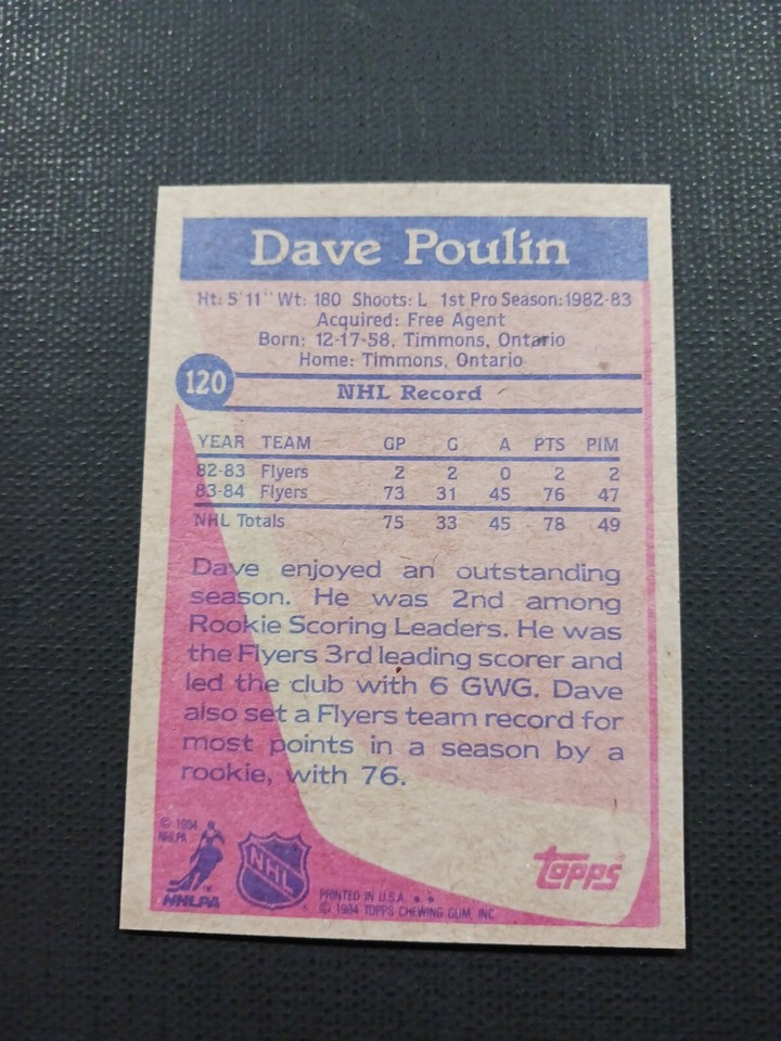 1984-85 Topps #120 Dave Poulin Philadelphia Flyers Rookie🏒🏒💥 NM | eBay