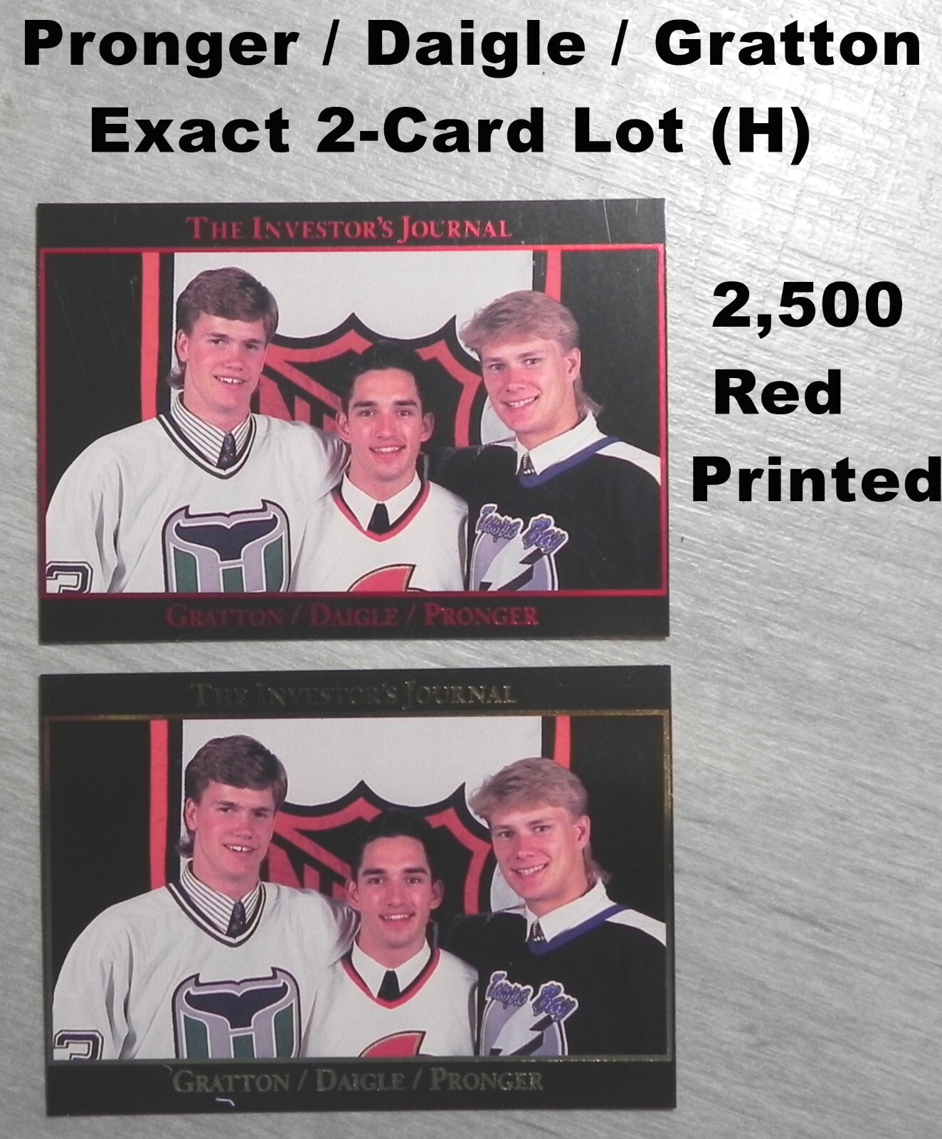 Pronger Daigle Gratton 2-Card Lot (H) 1993 Red Investor's Journal Cards ...