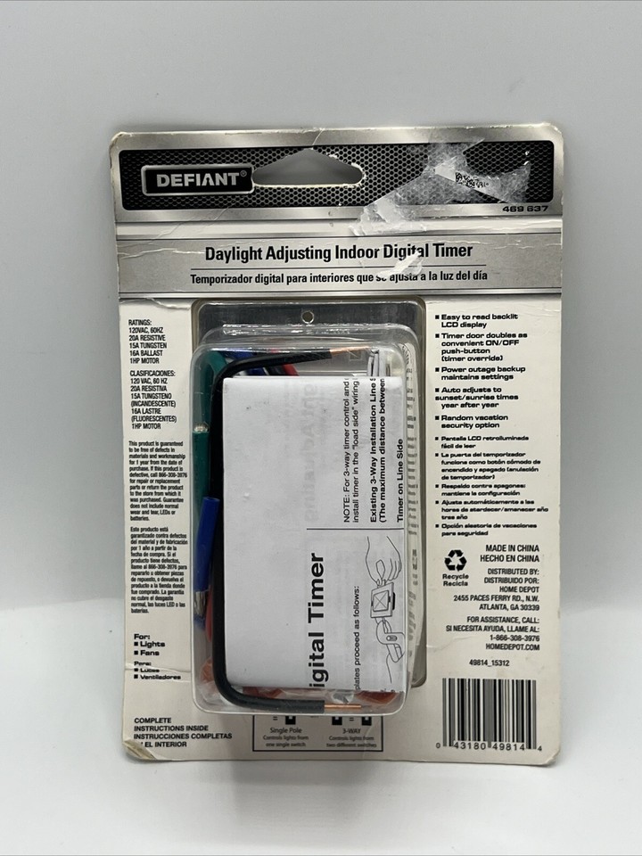 Defiant Daylight Adjusting Indoor Digital Timer 469 637 New Sealed-Free ...